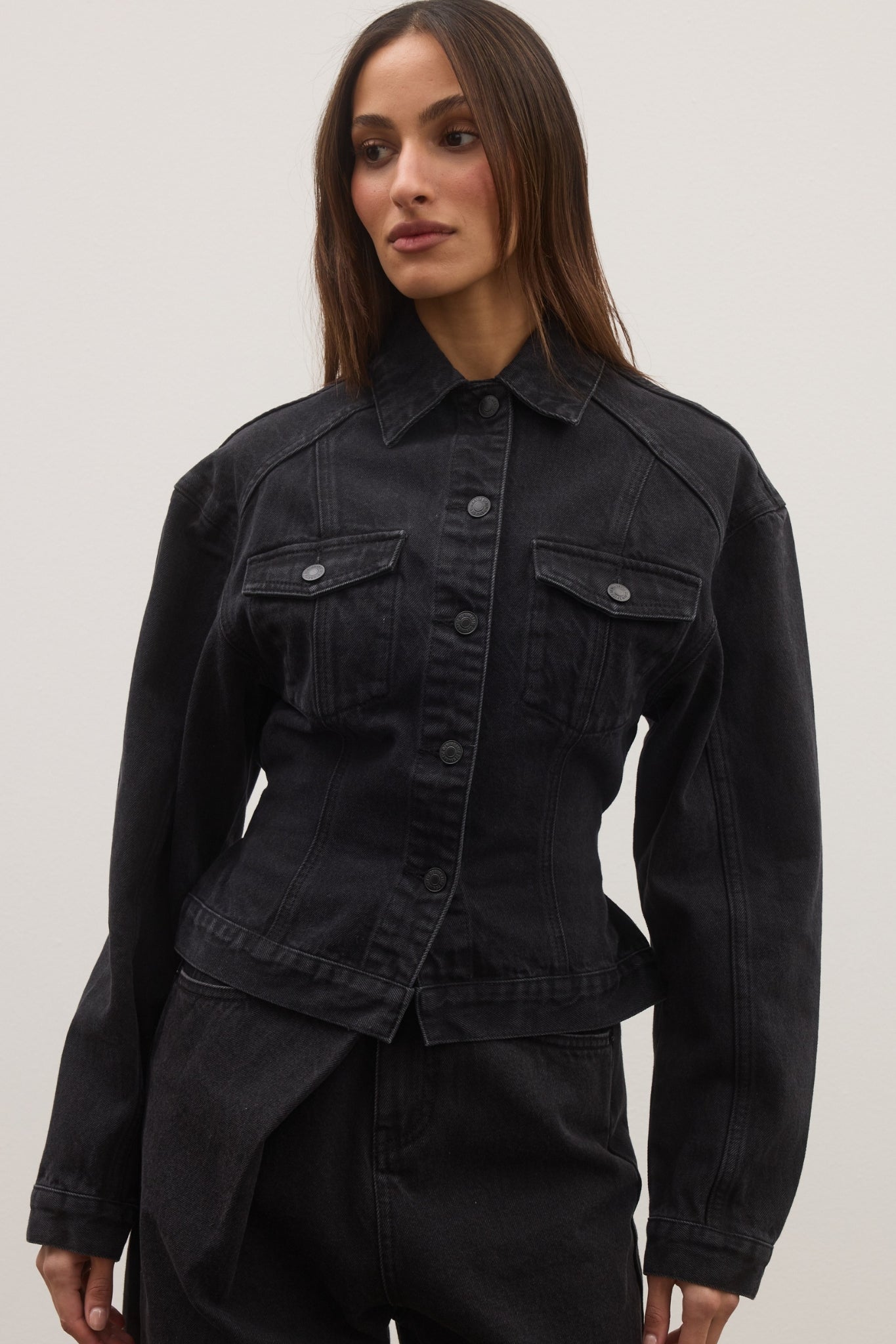 VIOLET DENIM JACKET - BACKSTAGE BLACK – Bayse Brand