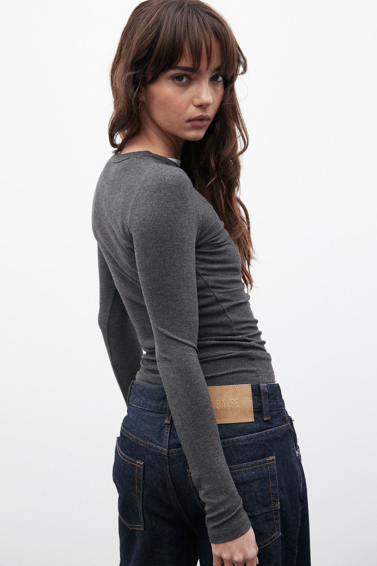 NYLA TOP - DARK HEATHER GREY – Bayse Brand
